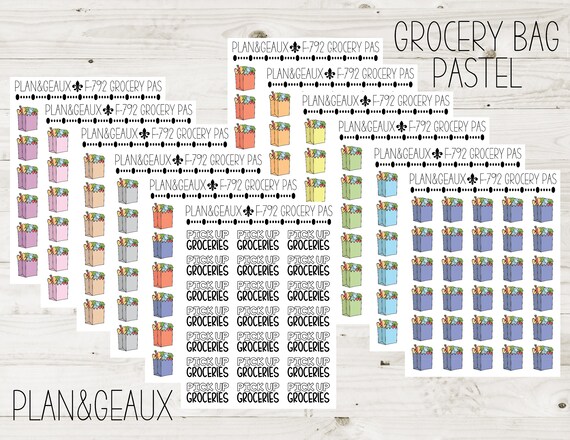 Grocery Bag Stickers Grocery Stickers Food Shopping Sticker - Etsy