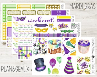 Mardi Gras Weekly MINI Kit Planner Stickers, Mardi Gras Weekly Stickers ...