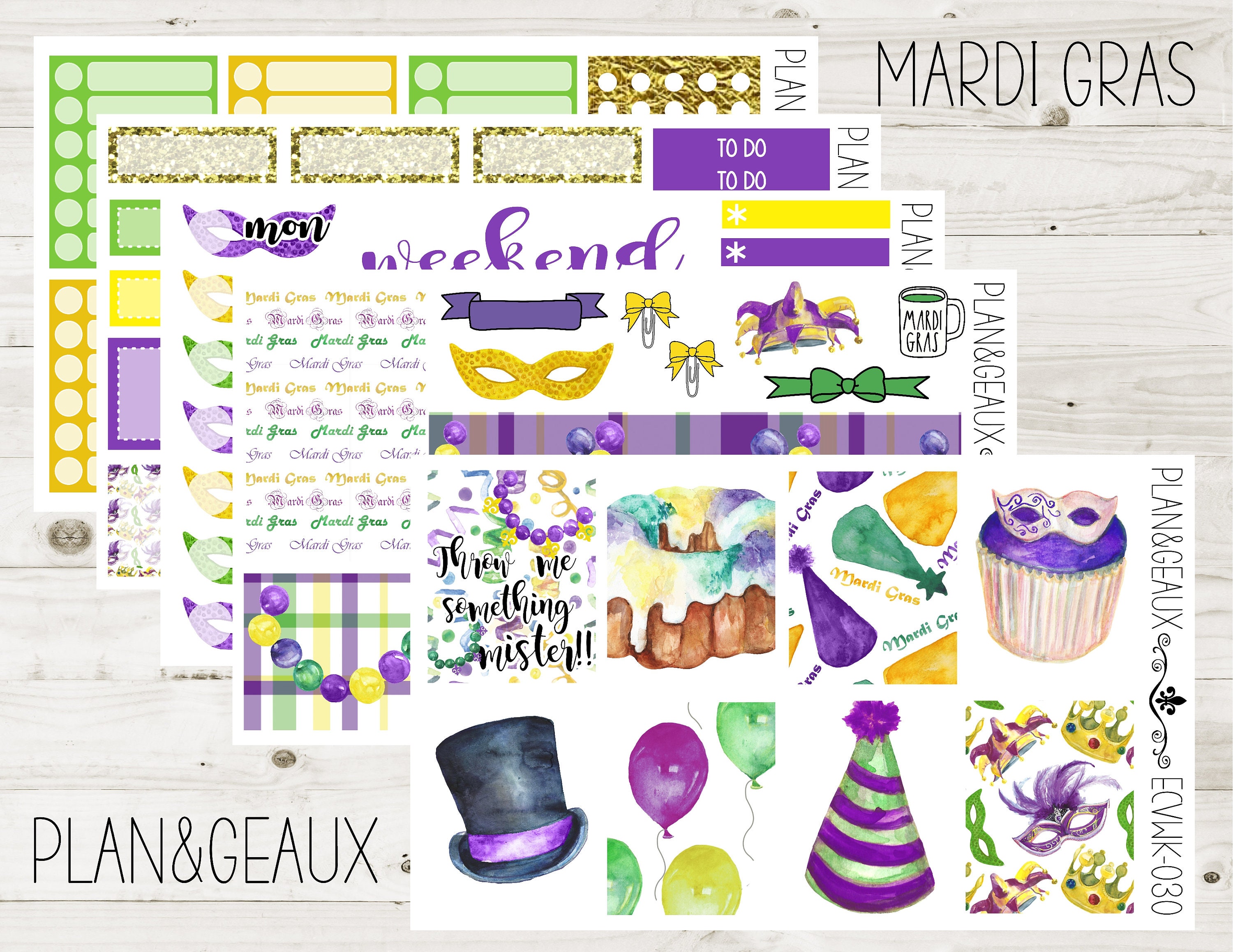 Mardi Gras Weekly Kit Planner Stickers Mardi Gras Weekly - Etsy