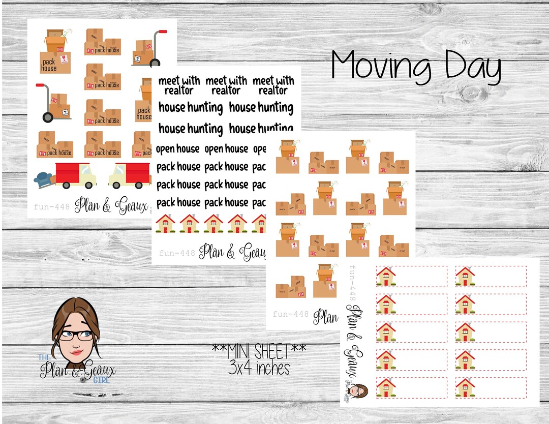 Moving Day Planner Stickers, Moving Boxes Stickers, Sold House Planner ...