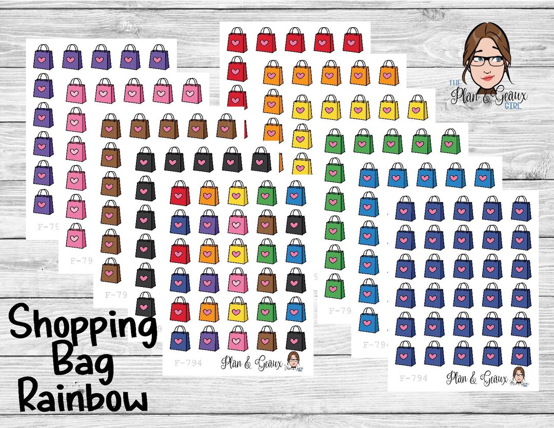 Shopping Bag Stickers Shopping Stickers Bag Sticker Rainbow - Etsy