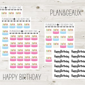 Birthday Cake Planner Stickers Happy Birthday Stickers Pink - Etsy