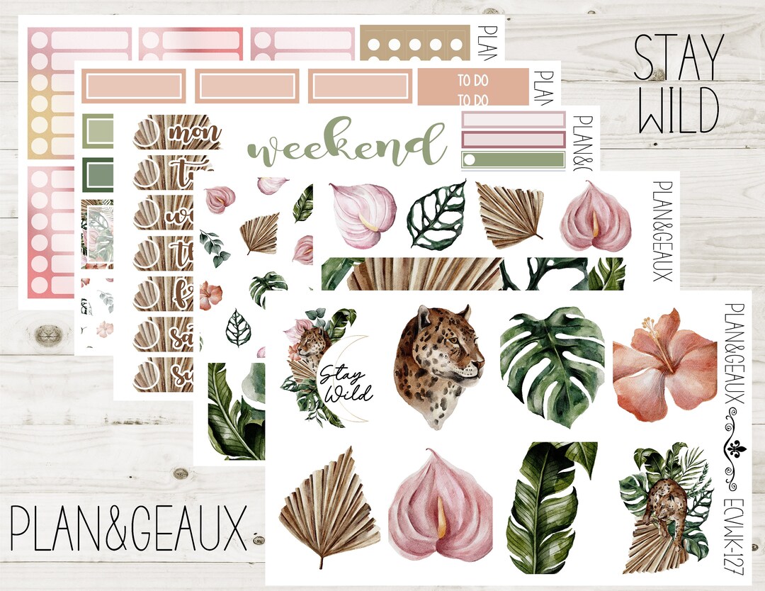 Stay Wild Leopard Weekly Planner Kit, Leopard Weekly Planner Stickers ...