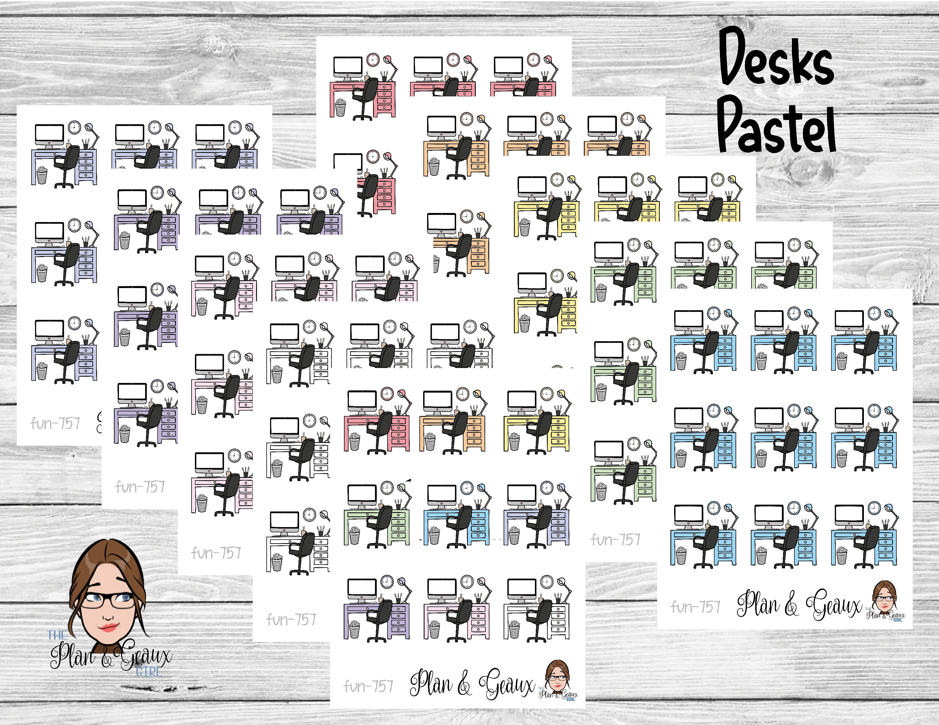 Desks Planner Stickers Pastel Desks Stickers Desk Stickers | Etsy