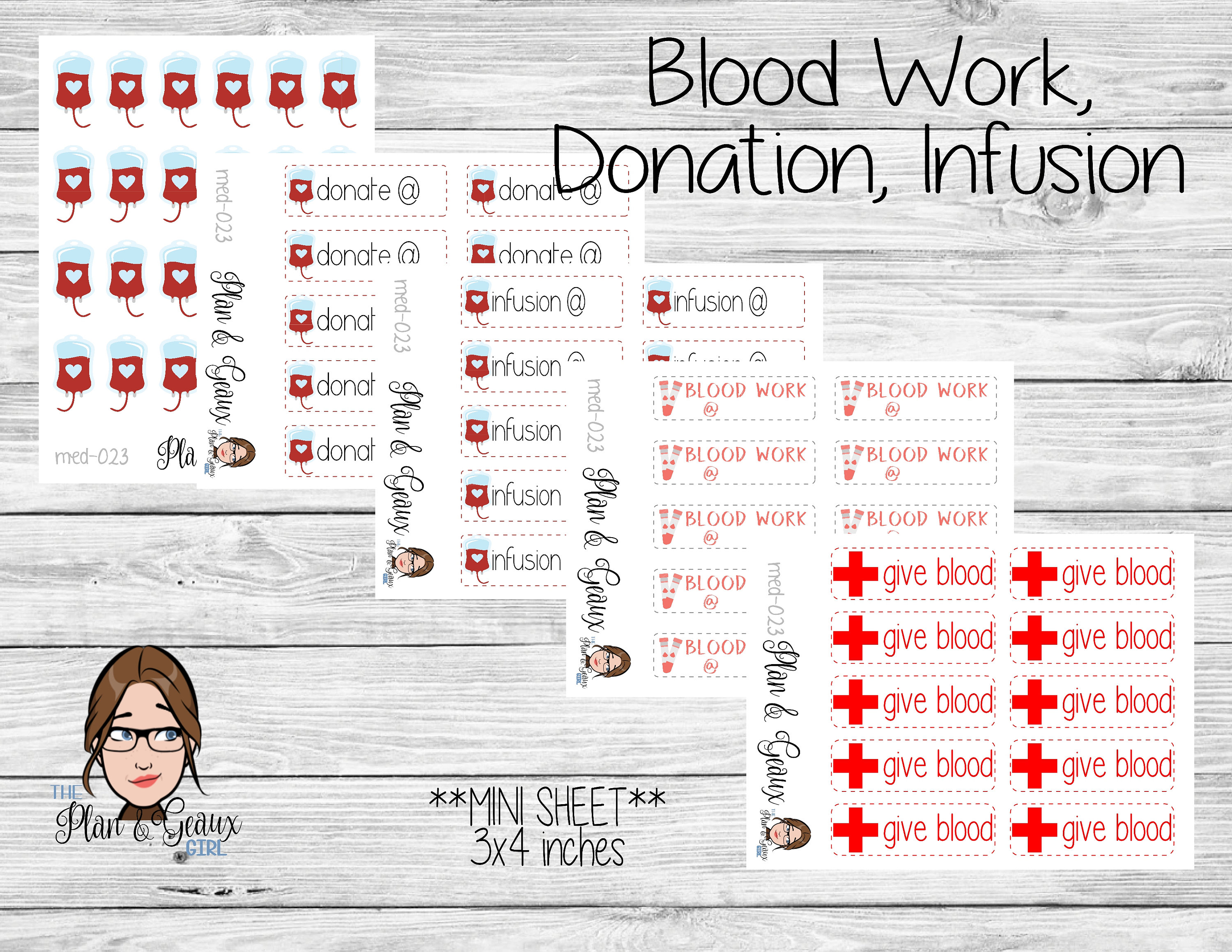 Blood Donation Planner Stickers Blood Infusion Planner | Etsy