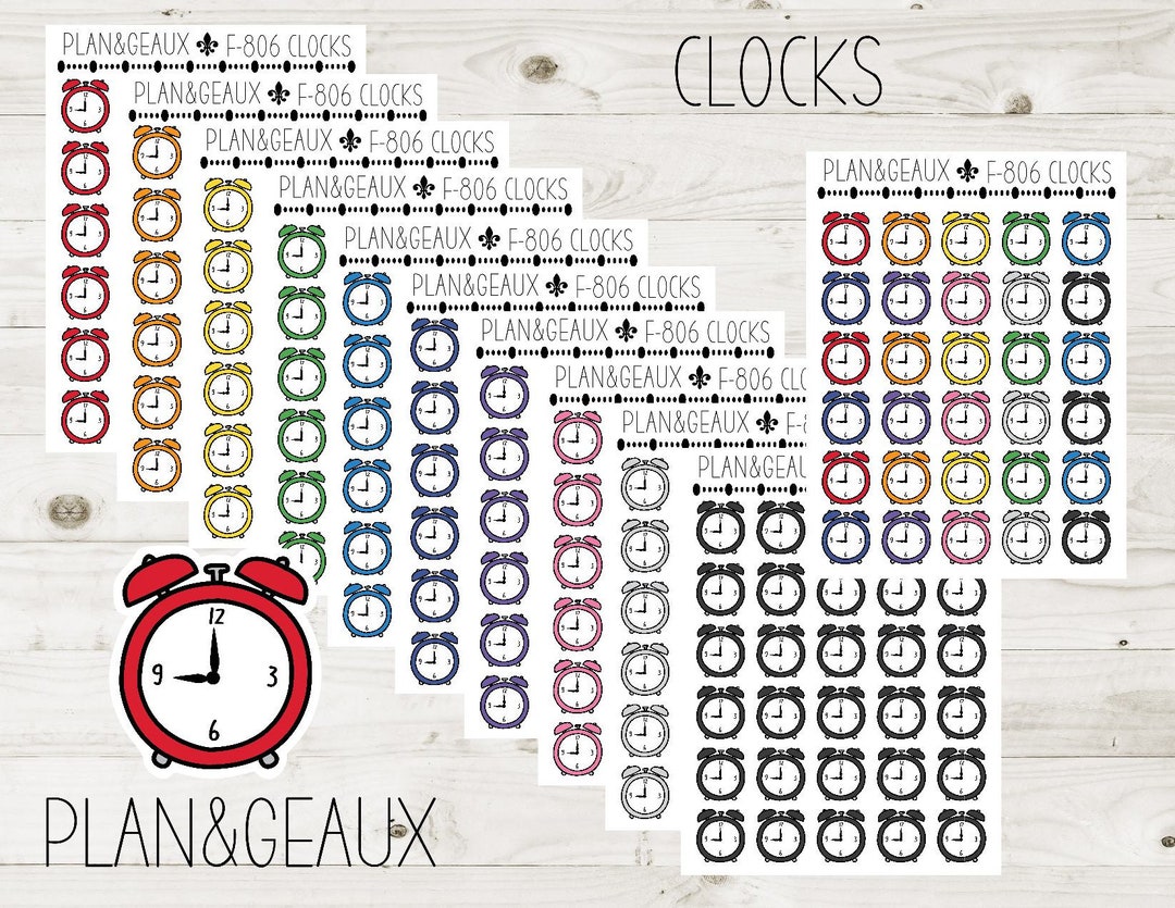 Clock Stickers, Alarm Clock Stickers, Time Sticker, Rainbow Colors ...