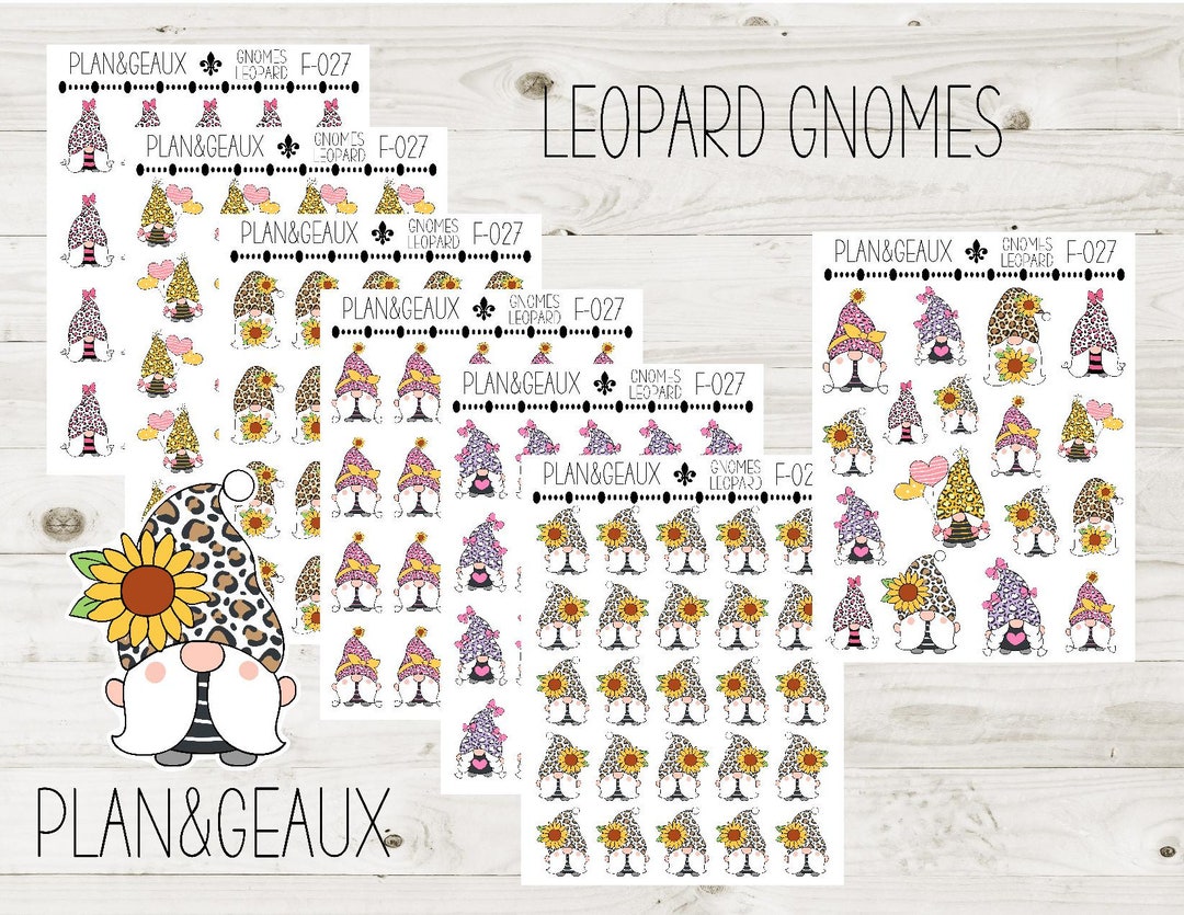 Leopard Gnomes Stickers, Cheetah Print Stickers, Gnome Stickers ...
