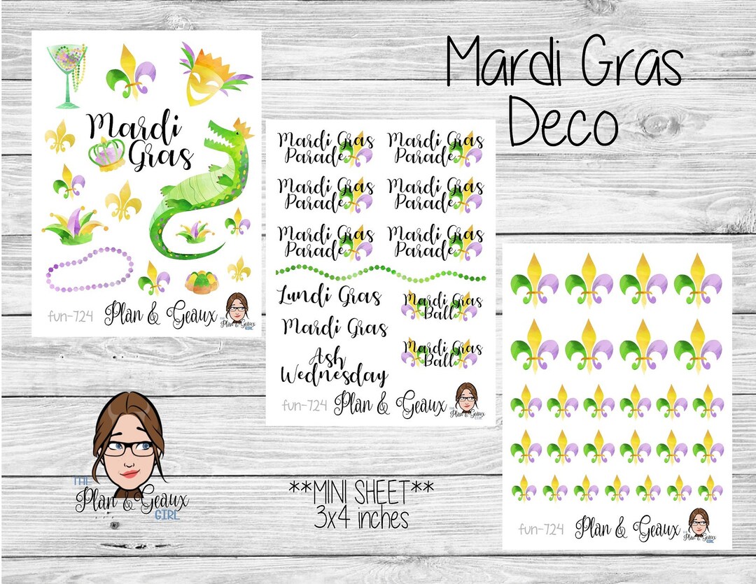 Mardi Gras Planner Stickers, Mardi Gras Deco Stickers, Mardi Gras ...