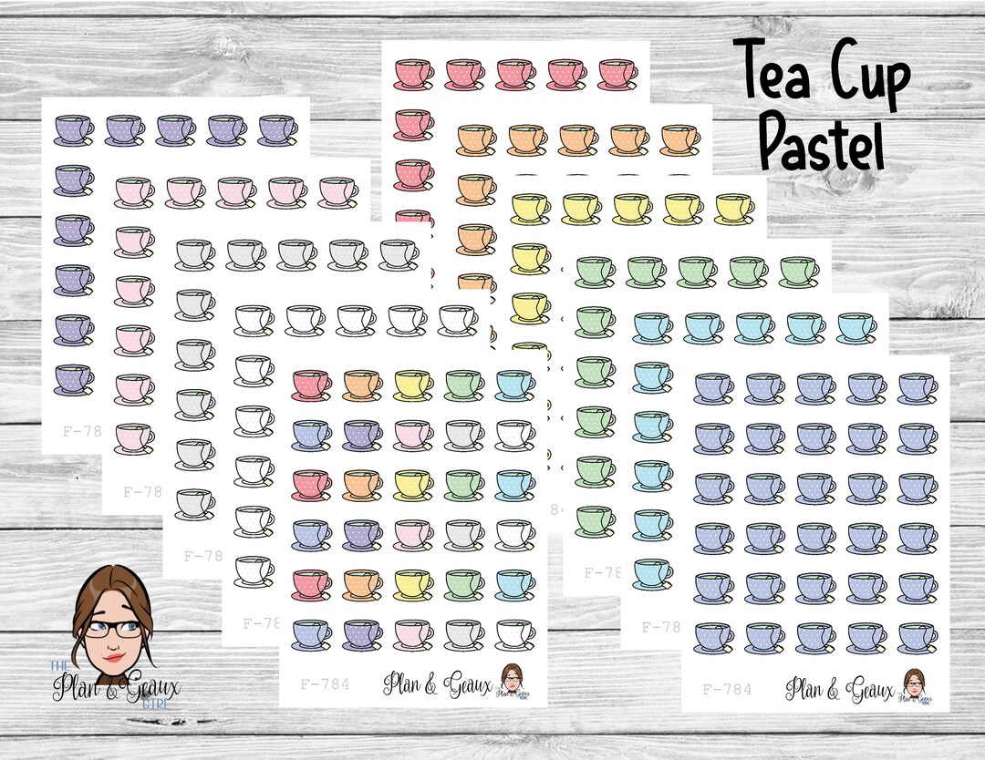 Tea Cup Stickers Tea Stickers Tea Time Sticker Pastel - Etsy