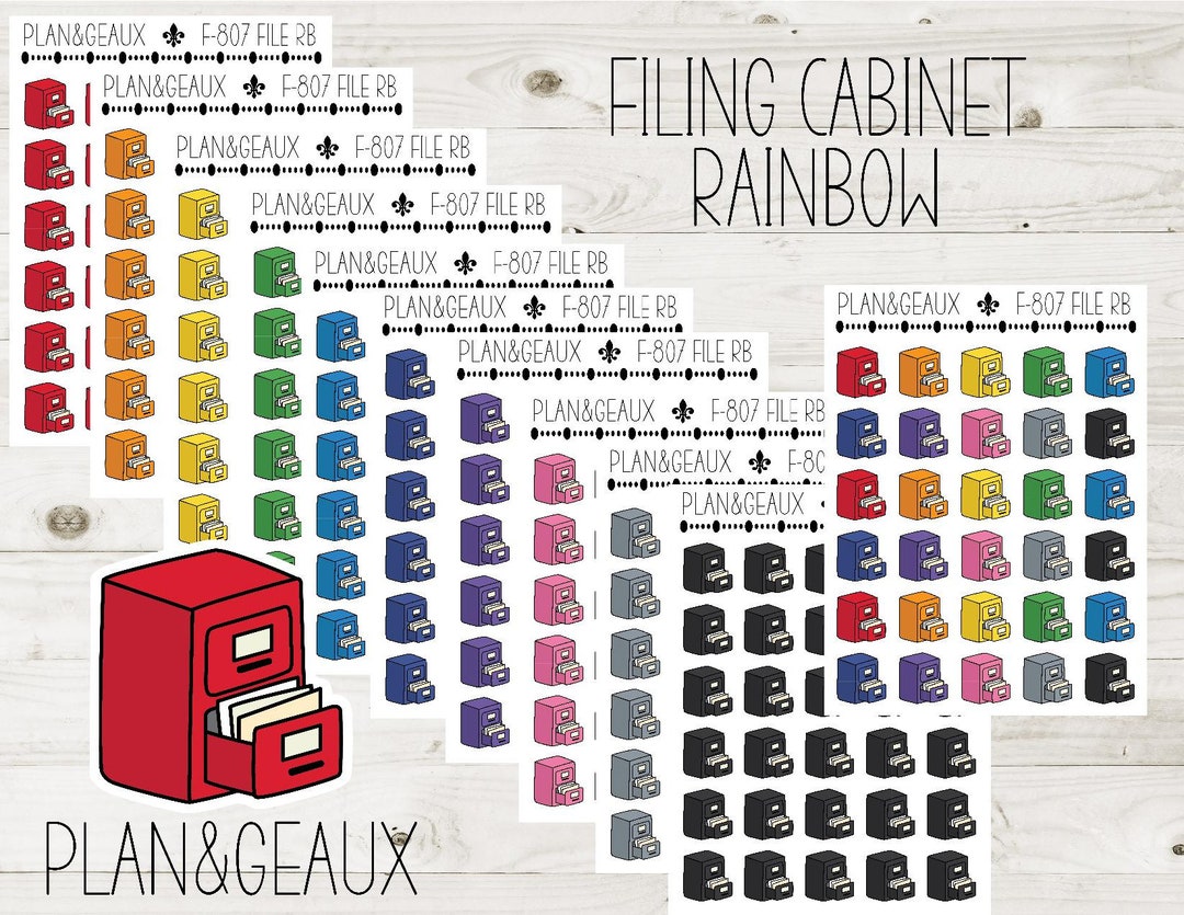 Filing Cabinet Stickers, File Stickers, Organize Sticker, Rainbow ...
