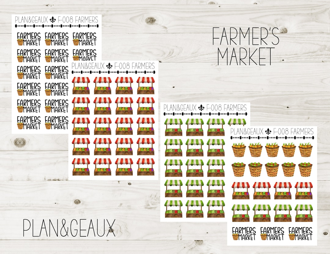 Farmer's Market Planner Stickers, Market Planner Stickers, Fruit ...