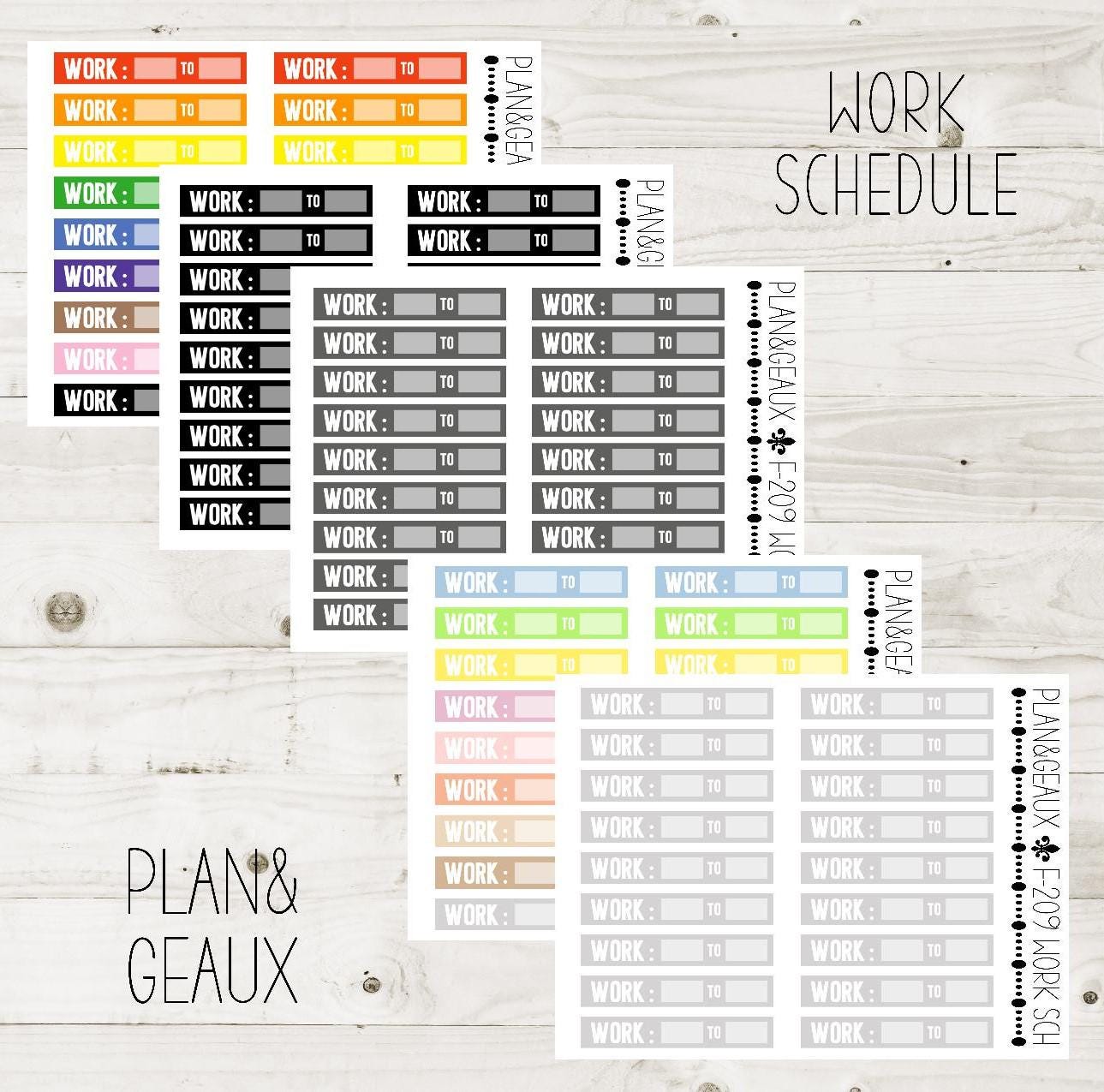 Work Schedule Planner Sticker, Work Time Planner Sticker, Work Tracker ...