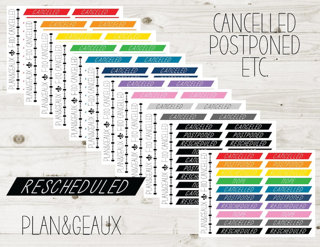 Canceled Planner Stickers, Postponed Stickers, Rescheduled Stickers ...