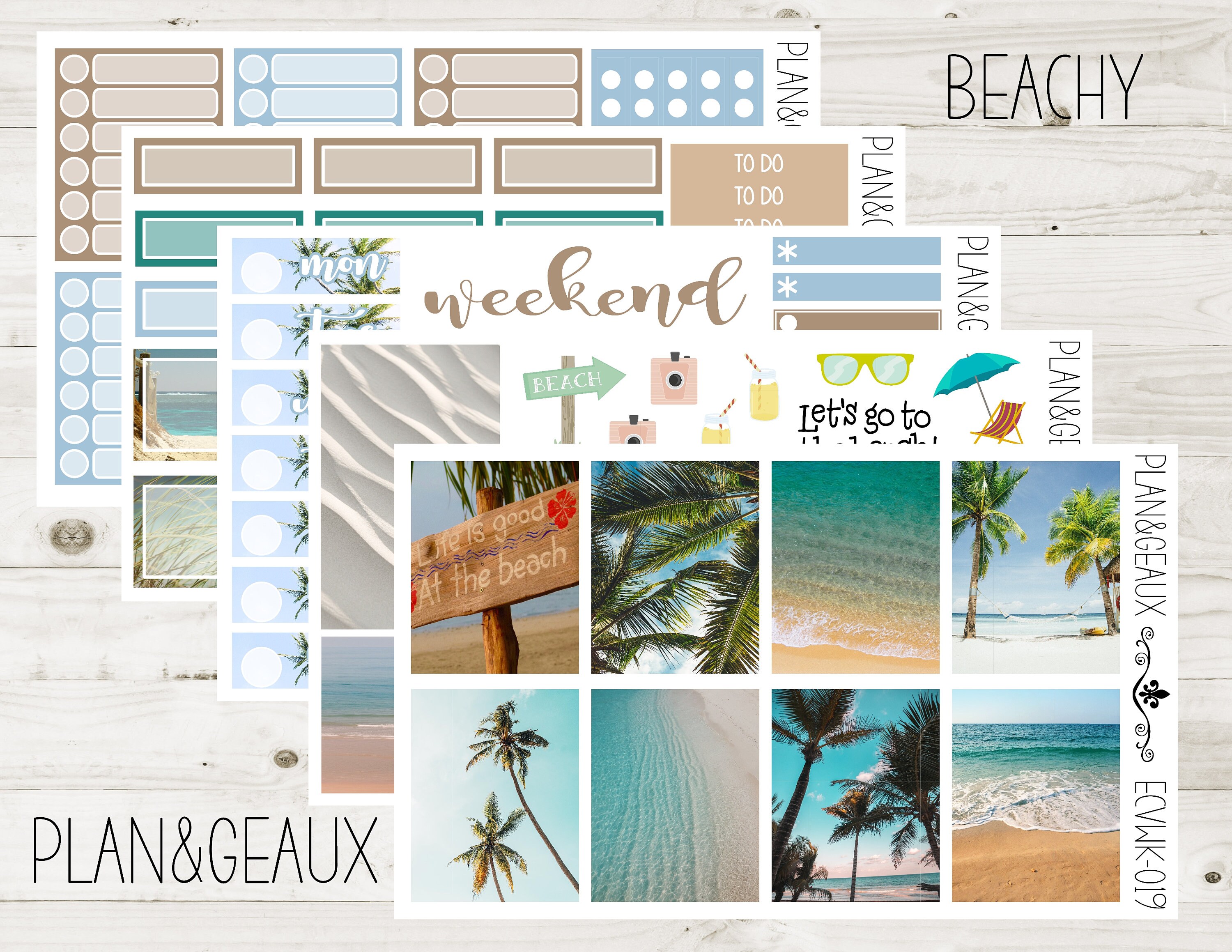 Beach Weekly Kit Planner Stickers Sand and Surf Weekly - Etsy