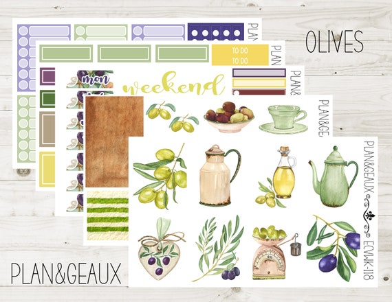 Olives Weekly Planner Kit Olive Planner Stickers Olive Tree - Etsy