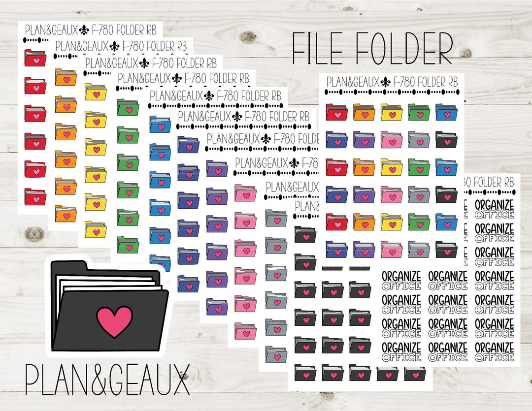 File Folders Stickers, Folders Stickers, Office Work Sticker, Rainbow ...