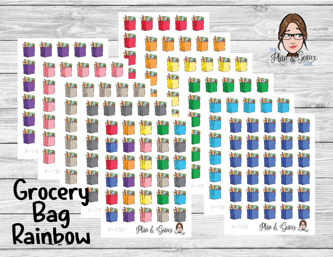 Grocery Bag Stickers Grocery Stickers Food Shopping Sticker - Etsy