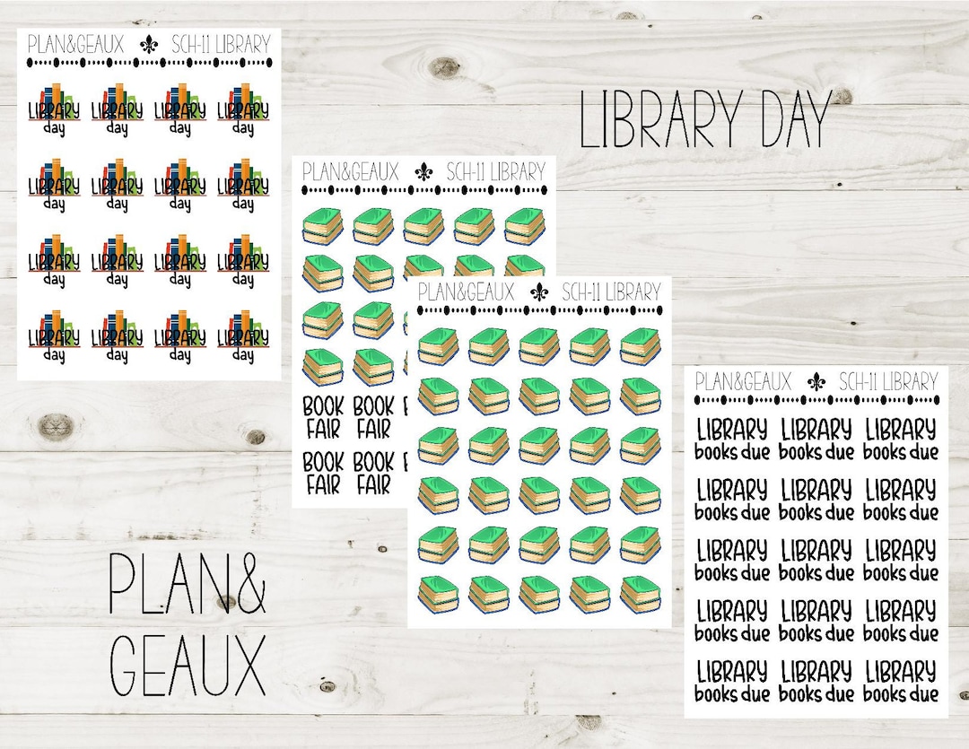 Library Day Planner Stickers, School Planner Stickers, Teacher Planner ...