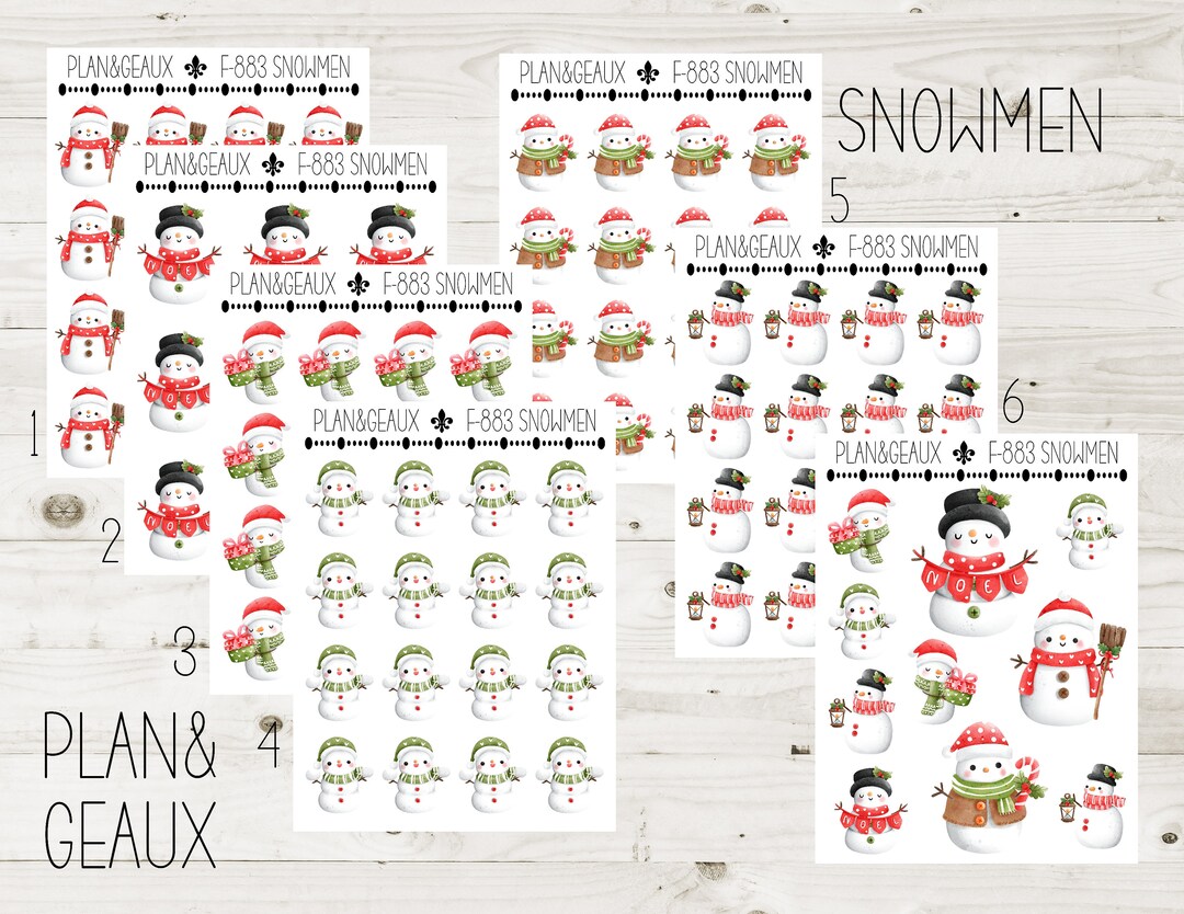 Snowman Stickers, Christmas Stickers, Snowy Winter Stickers, Christmas ...