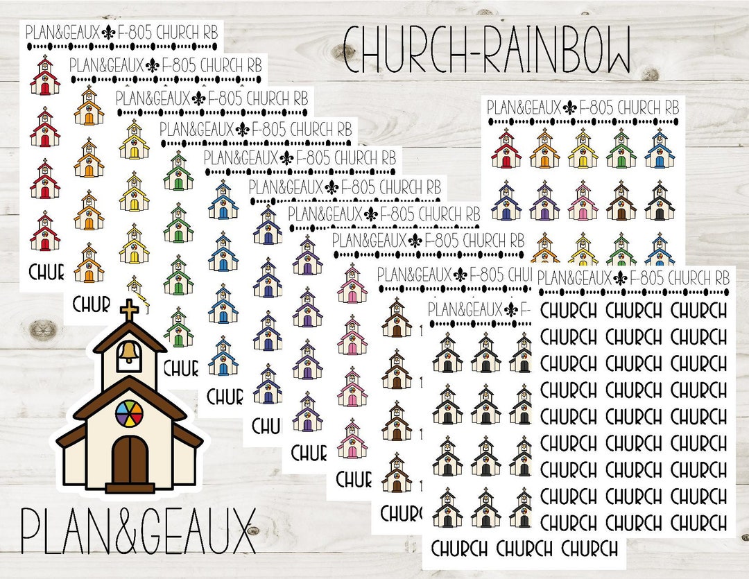Church Stickers, Church House Stickers, Faith Sticker, Rainbow Colors ...