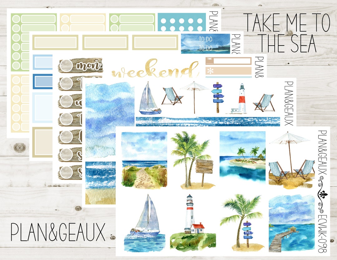 Take Me to the Sea Weekly Planner Kit, Ocean Planner Stickers ...