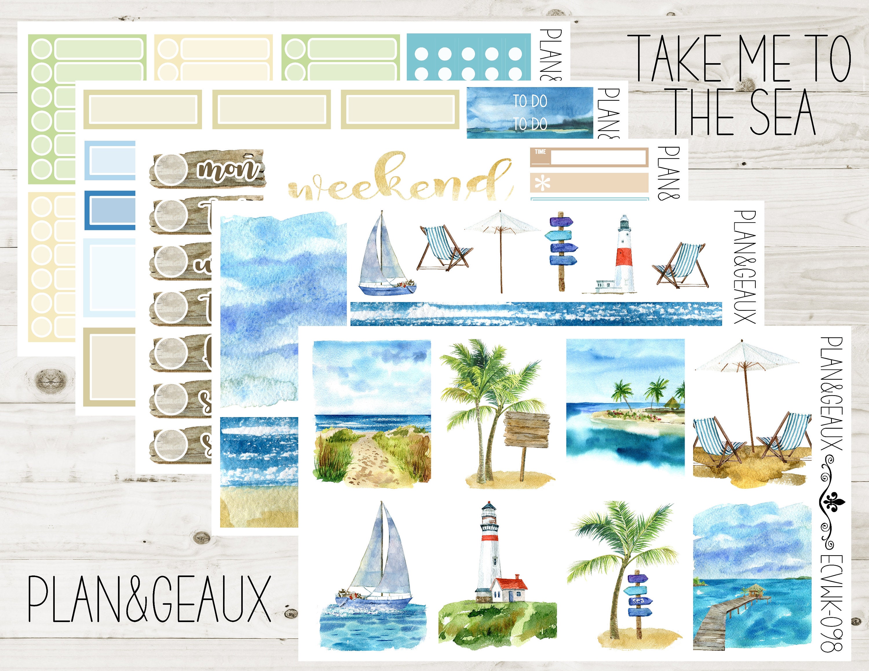 Take Me to the Sea Weekly Planner Kit Ocean Planner Stickers - Etsy