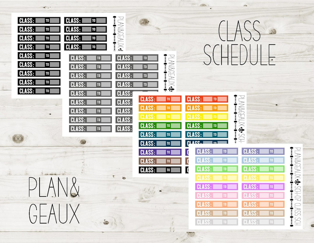 School Class Schedule Planner Sticker, Class Time Checklist Planner ...