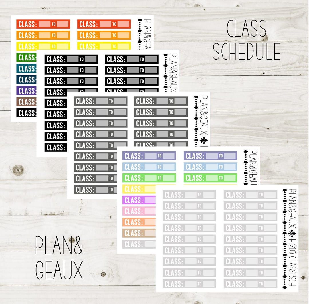 School Class Schedule Planner Sticker, Class Time Checklist Planner ...