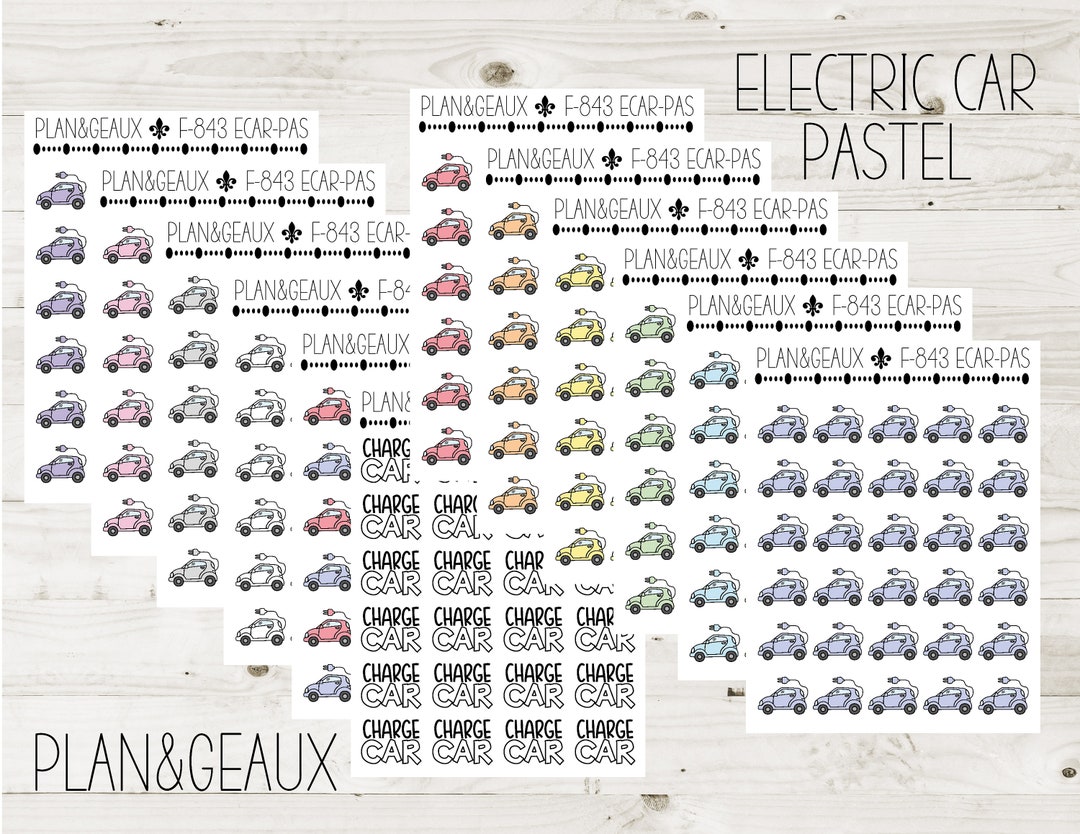Electric Car Stickers, Green Car Stickers, Charge Car Sticker, Pastel ...