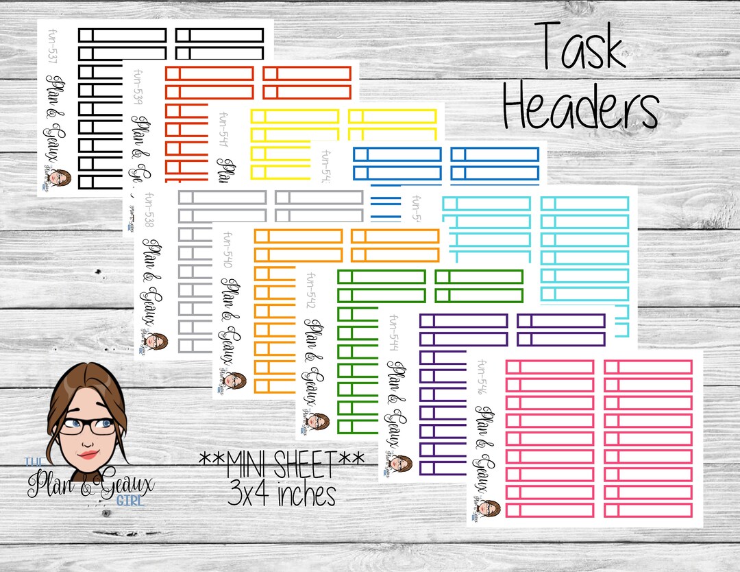 Task Headers Planner Stickers Task Sticker Functional Task - Etsy