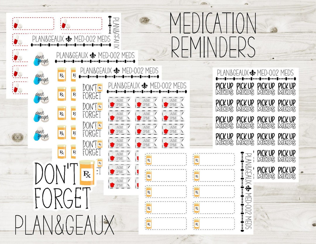 Medication Planner Stickers, Don't Forget Medication Stickers ...