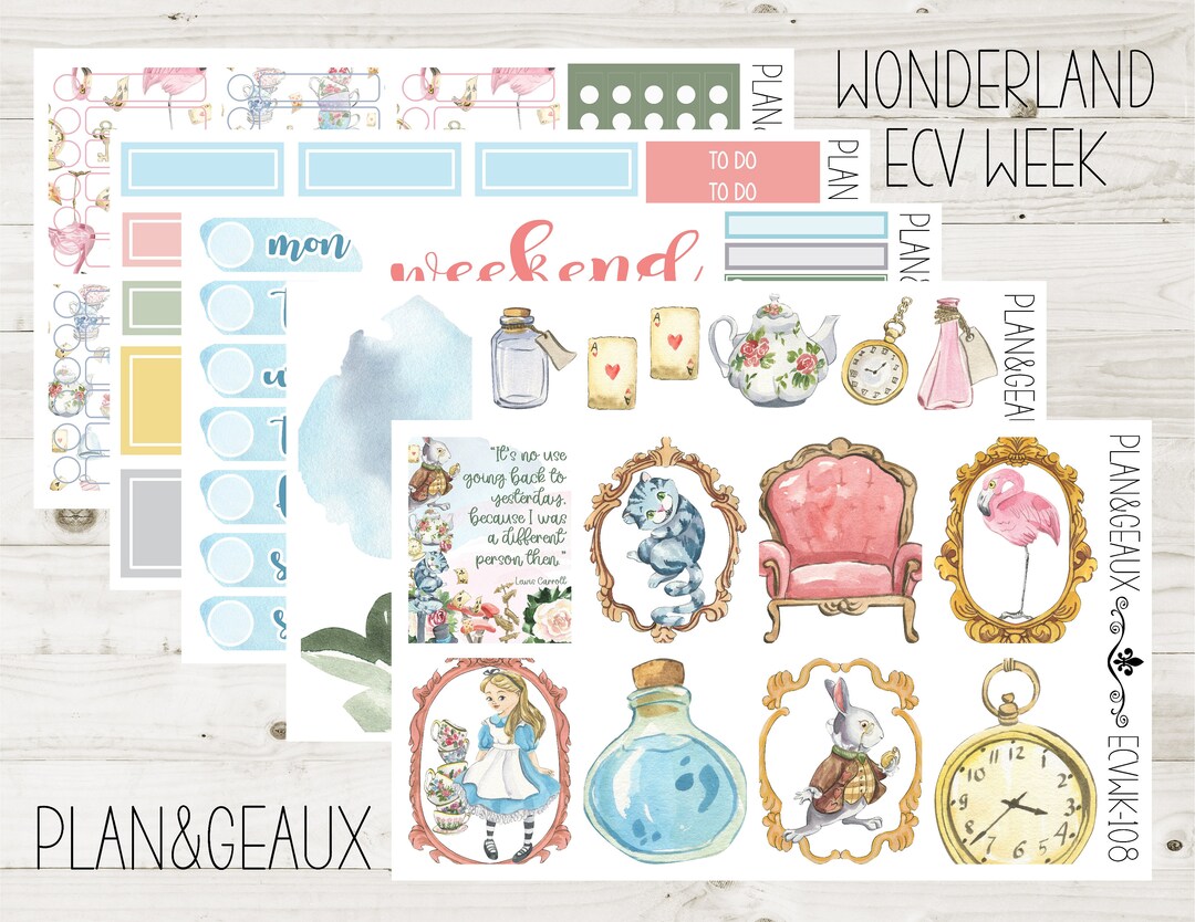 Wonderland Alice Weekly Planner Kit, Planner Stickers, White Rabbit ...