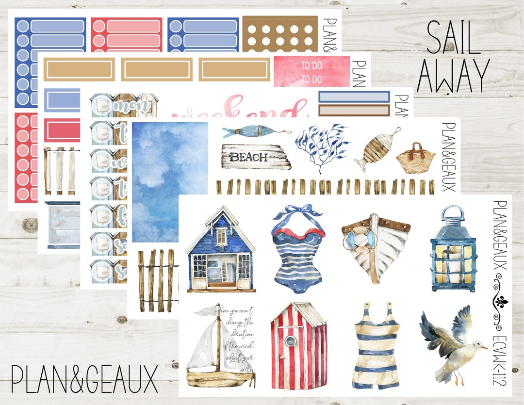 Sailing Weekly Planner Kit, Nautical Planner Stickers, Beach Boat ...