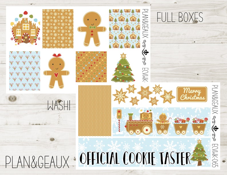 Gingerbread Weekly Kit, Planner Stickers, Christmas Cookies Weekly ...