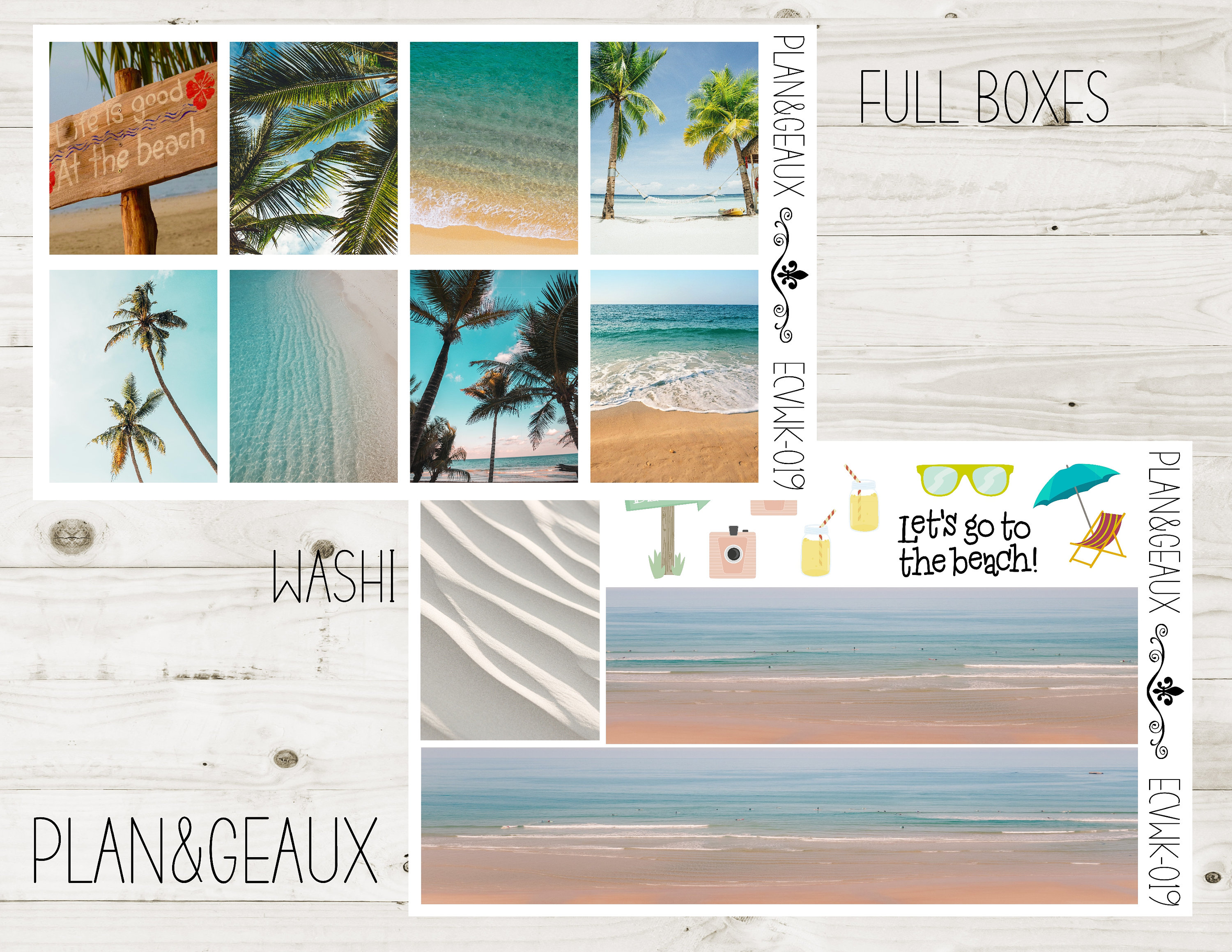 Beach Weekly Kit Planner Stickers, Sand and Surf Weekly Stickers, Beach ...