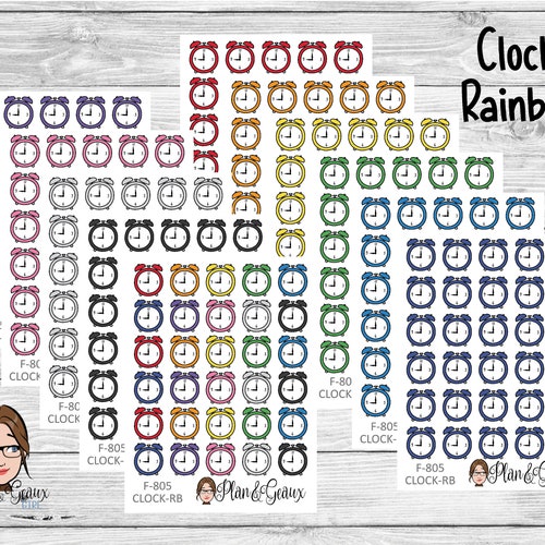 Clock Stickers Alarm Clock Stickers Time Sticker Rainbow - Etsy