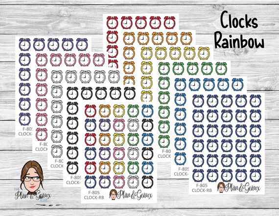 Clock Stickers Alarm Clock Stickers Time Sticker Rainbow - Etsy