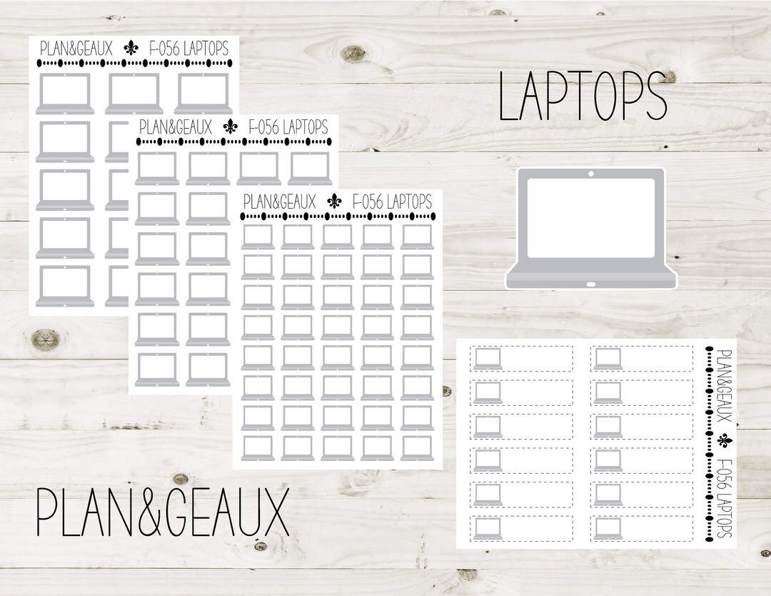 Laptops Planner Stickers, Laptop Computer Planner Sticker, Online ...