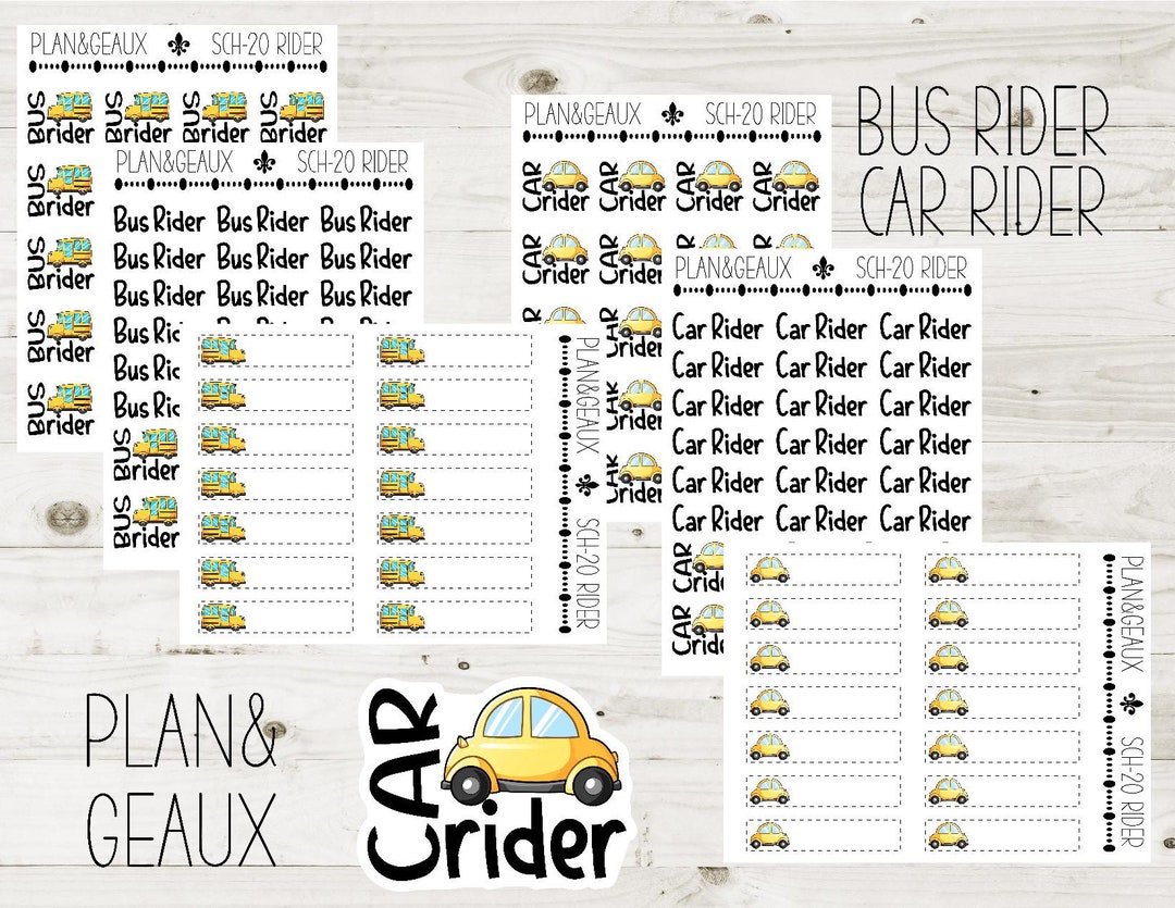 Car Rider Bus Rider Planner Stickers, School Planner Stickers, Teacher ...