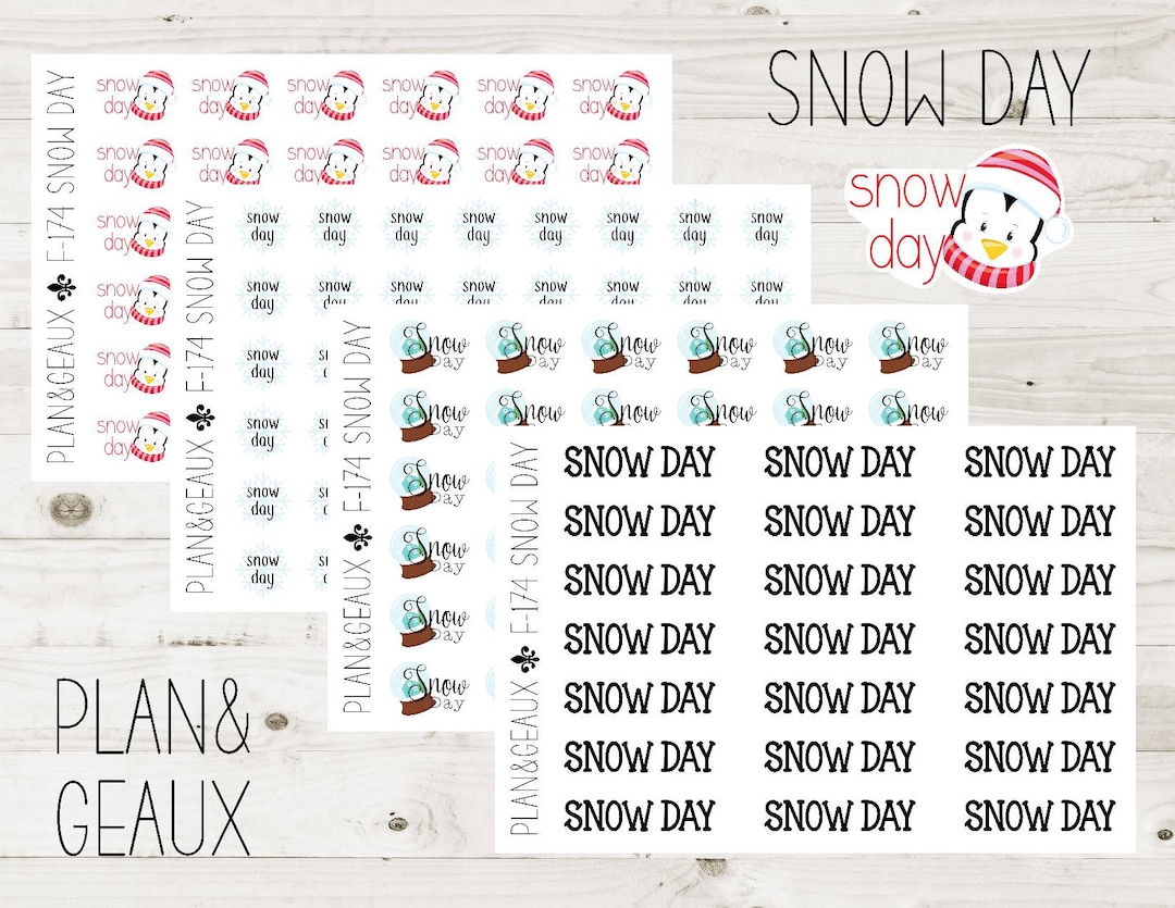 Snow Day Planner Stickers, Snowstorm Planner Stickers, Blizzard Planner ...