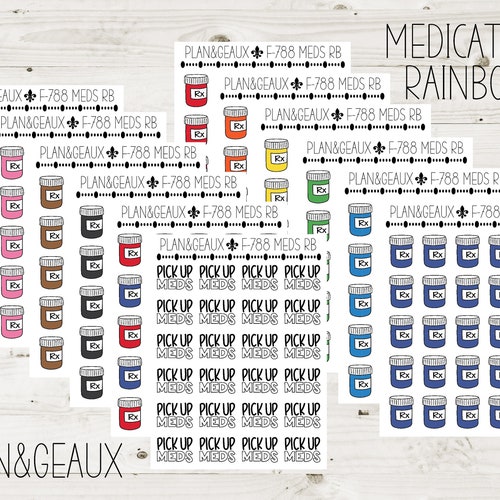 Medication Reminder Planner Stickers RX Bottle Planner - Etsy
