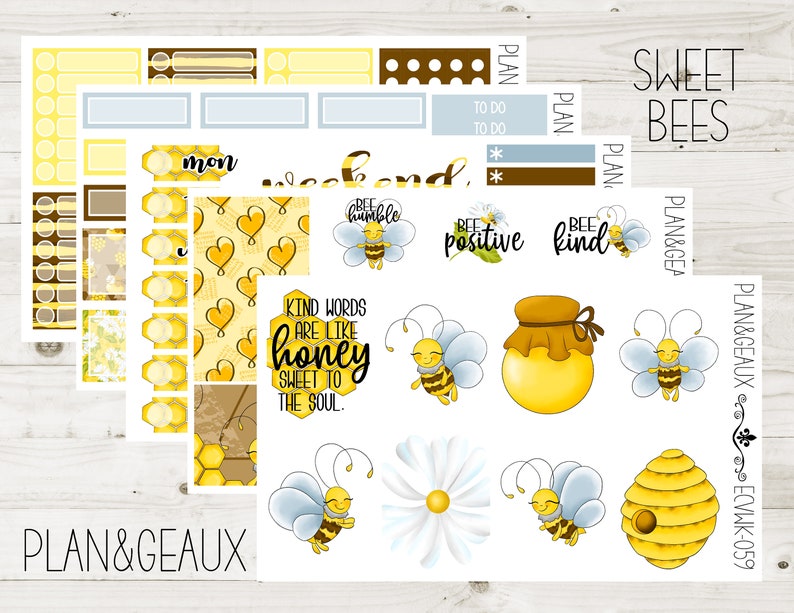 Inspirational Bees Weekly Kit Planner Stickers, Bees Weekly Stickers ...