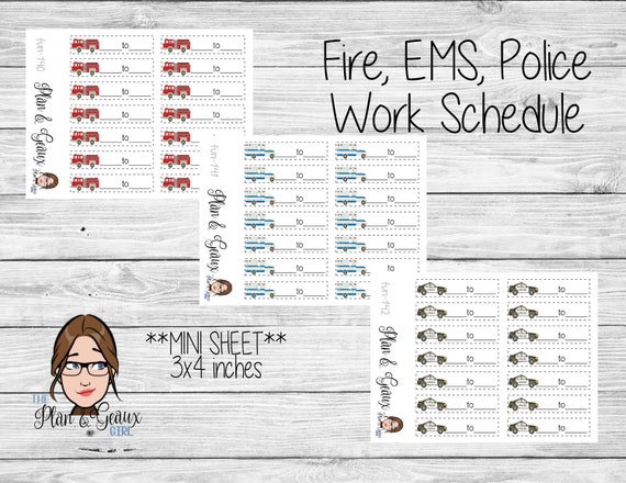 First Responder Work Schedule Planner Stickers Fire Police | Etsy