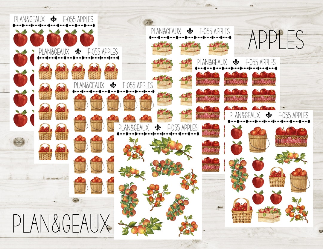 Apples Planner Stickers, Autumn Planner Stickers, Apples Stickers ...