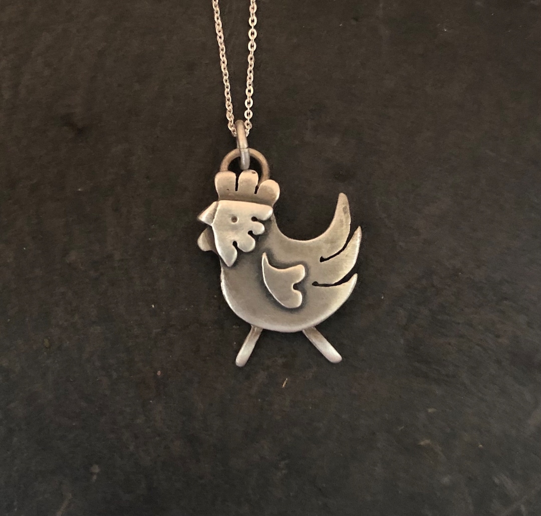 Chicken Necklace, Chicken Pendant, Sterling Silver Chicken Jewellery ...