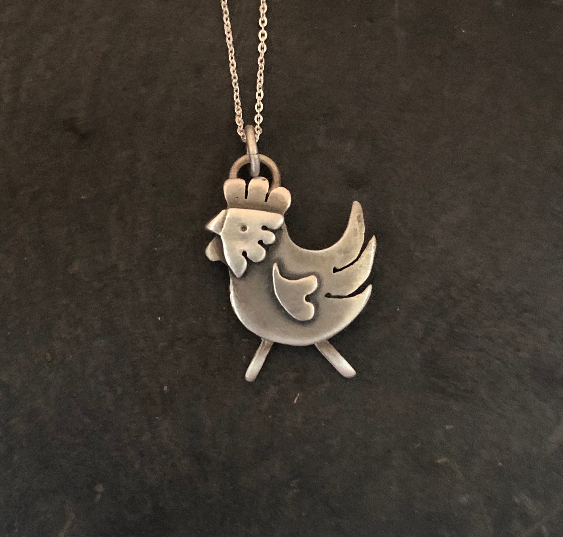 Chicken Necklace, Chicken Pendant, Sterling Silver Chicken Jewellery ...