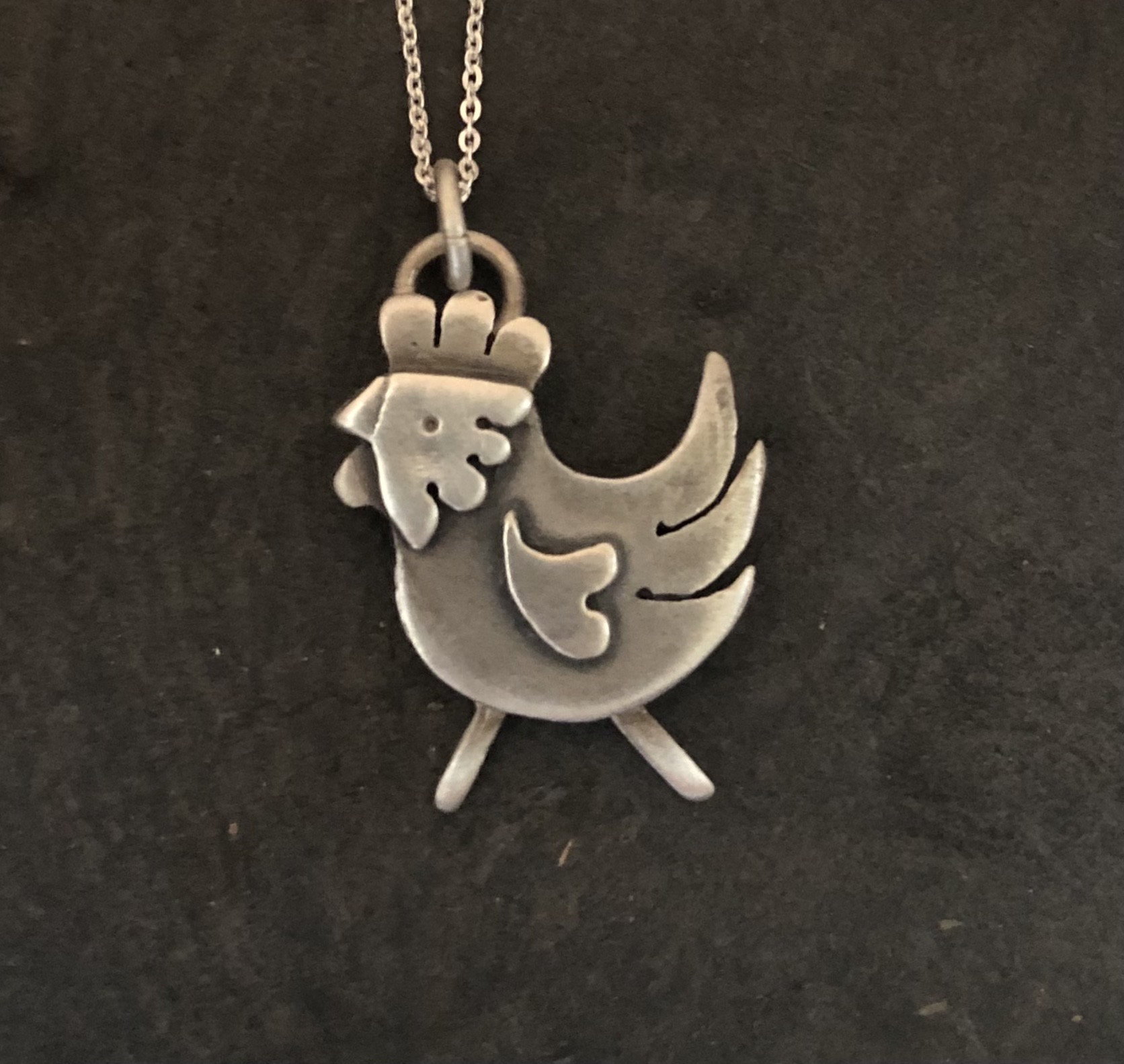 Chicken Necklace, Chicken Pendant, Sterling Silver Chicken Jewellery ...