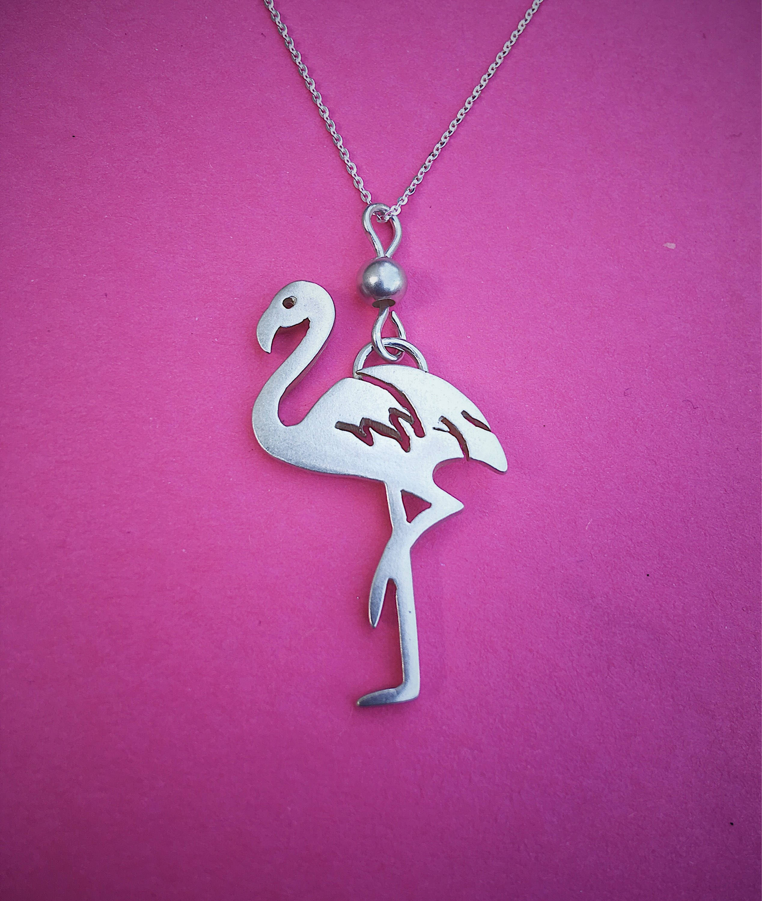 Flamingo Necklace Flamingo Pendant Silver Flamingo - Etsy UK