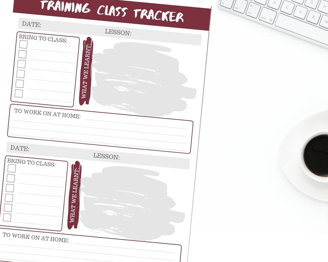 Dog Training Class Tracker Printable Dog Training Planner Worksheet ...