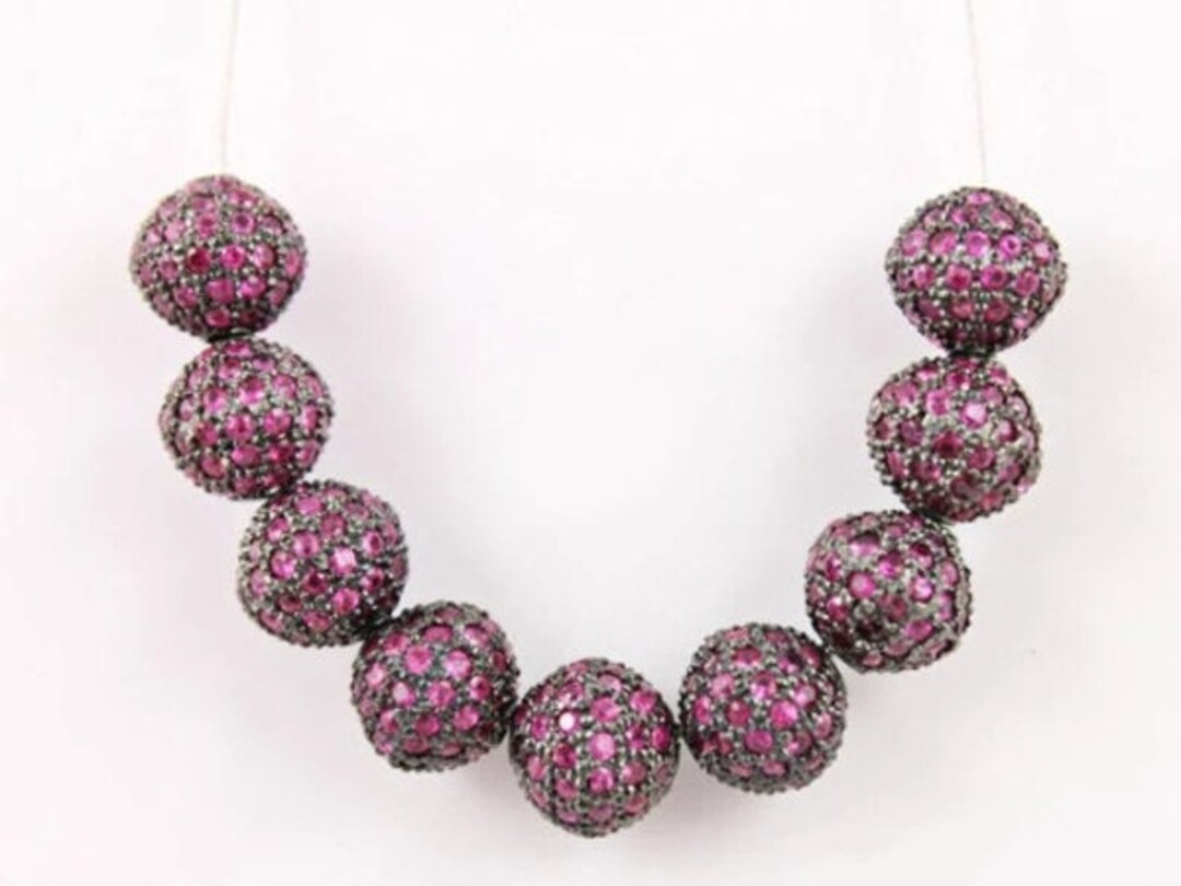 Pave Natural Ruby Beads, 4/6/8/10/12/14/16MM Round Ball Beads, 925 ...